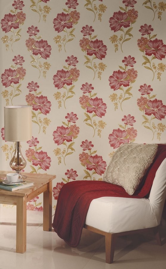 Papel pintado flor de cosmos y hortensias vintage - Bianca 564557