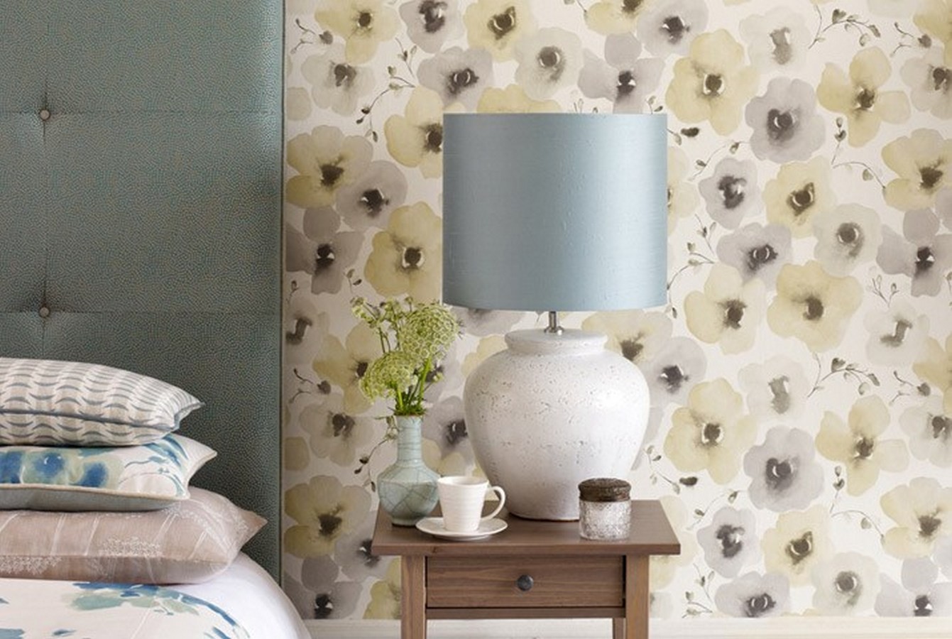 Papel pintado flores de acuarela difuminadas vintage - Medea 565095