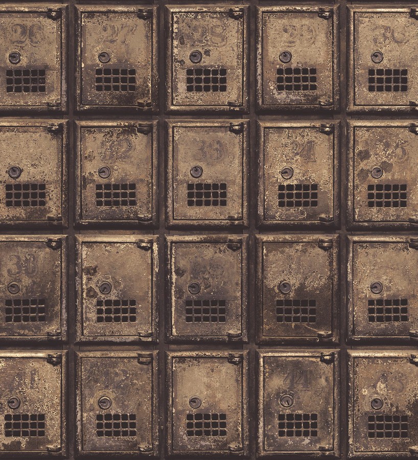 Papel pintado taquillas metálicas estilo vintage - Helder Lockers 121311