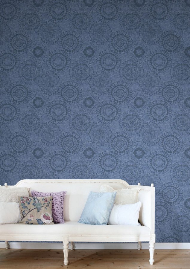 Papel pintado flores grandes modernas tonos azules - Jaiden Flowers 677425