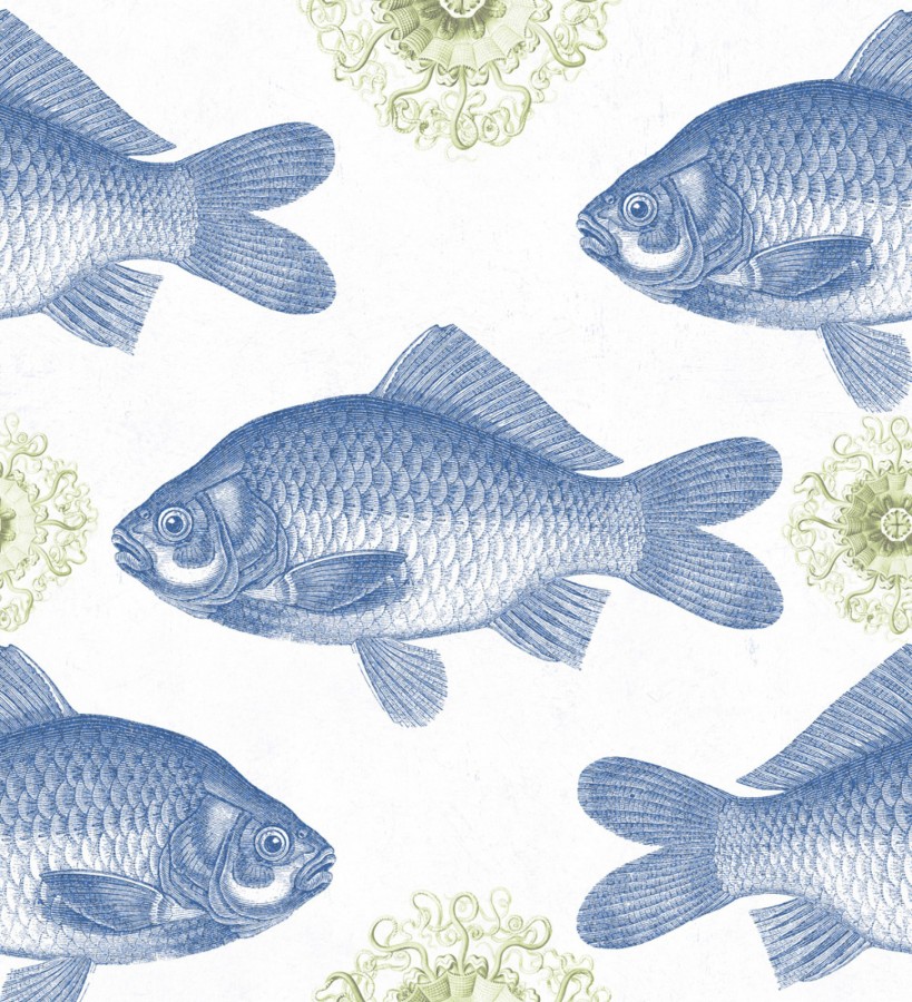 Papel pintado peces grandes en el mar tonos azules - Florin Fish 127823